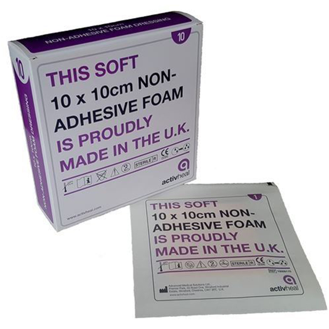 ActivHeal PHMB Adhesive Foam Dressing 10cm x 10cm