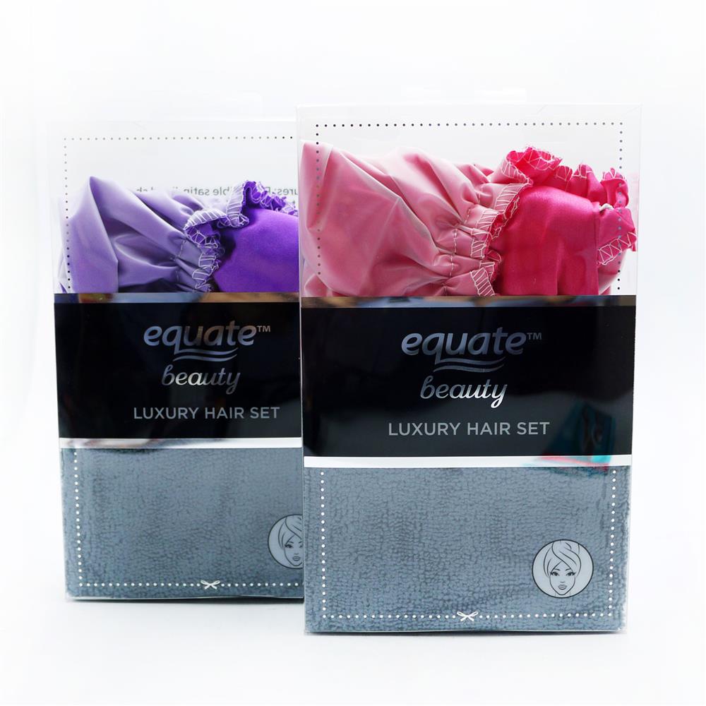Equate Beauty Hair Wrap & Shower Cap Set - Hair Care Essentials